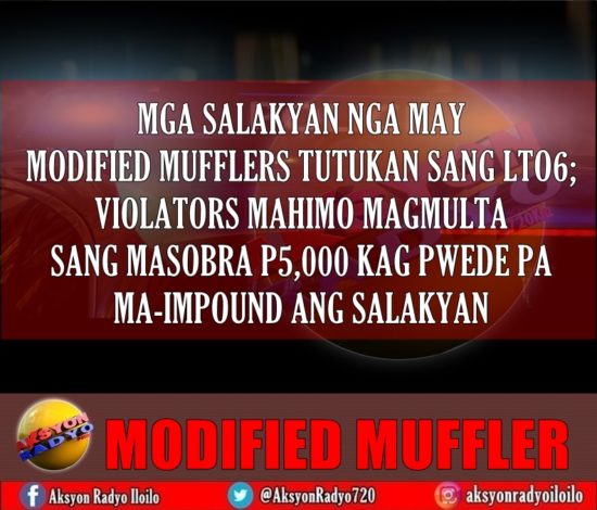 Mga salakyan nga may modified mufflers, tutukan sang LTO 6; Violators ...